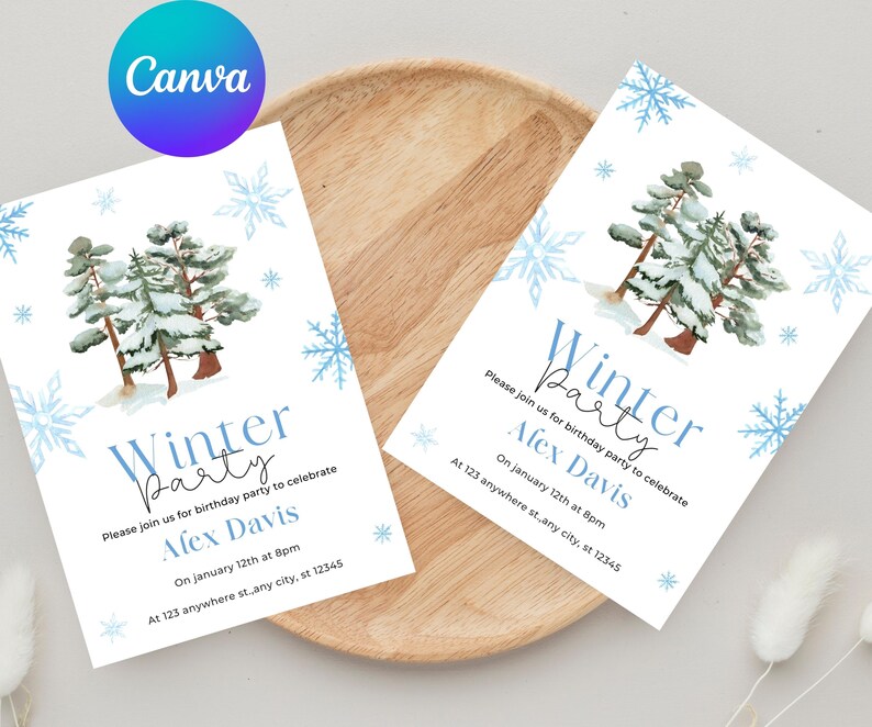 Winter Wonderland Birthday Party Invitation - Elegant Snowy Forest ...