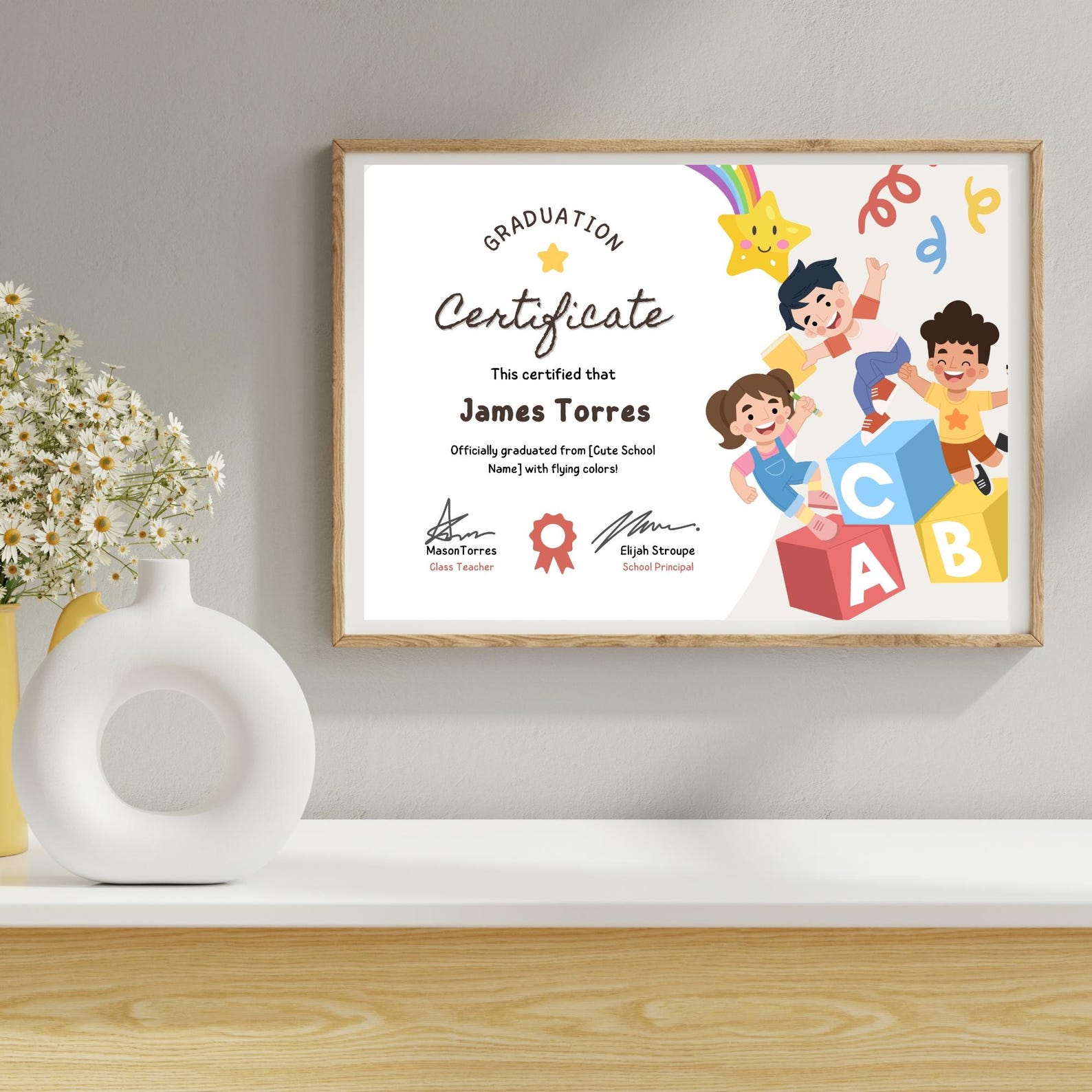 Cute Kindergarten Graduation Certificate Printable Diploma Preschool ...