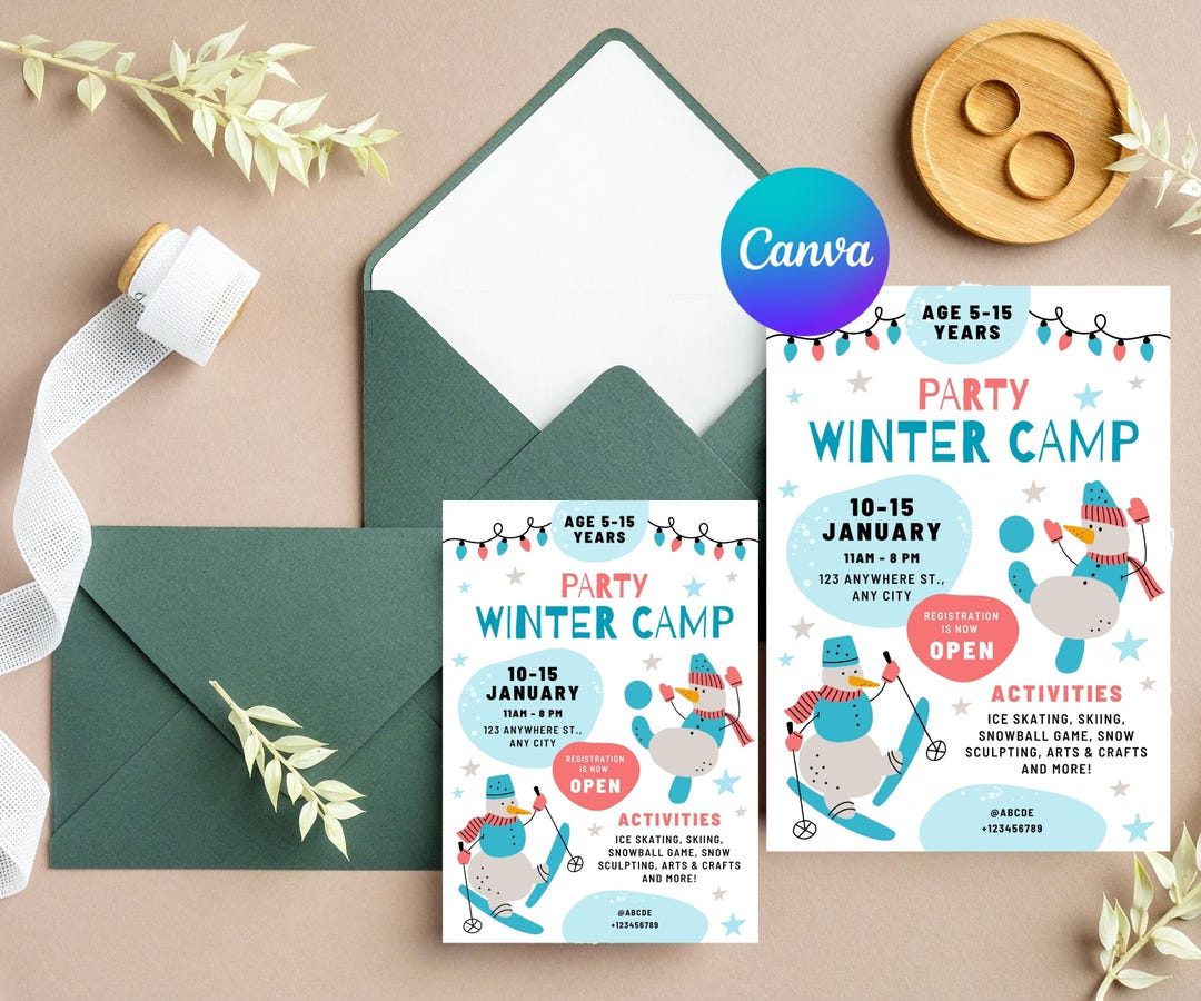 Party Winter Camp Invitation for Kids Fun Activities & Open ...