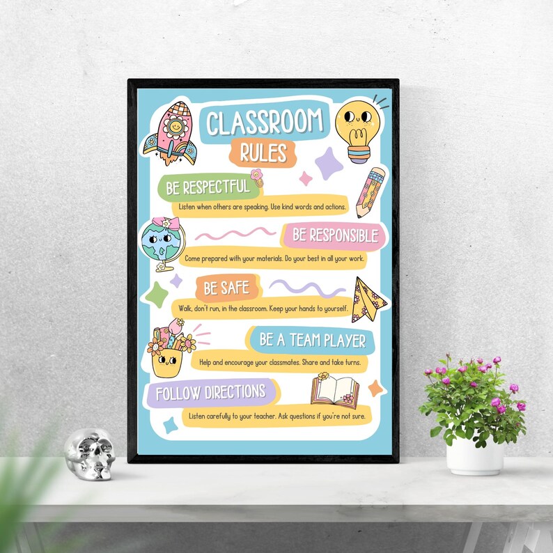 Affiche colorée sur les règles de la classe pour les enfants, oeuvre d ...