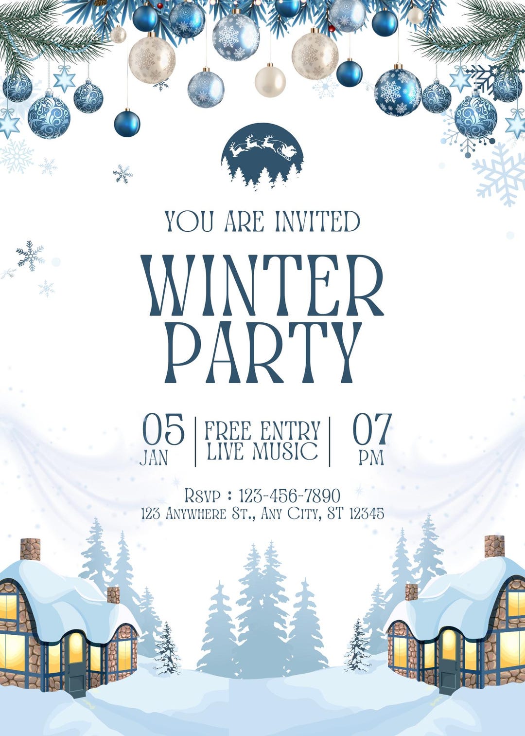 Winter Wonderland Party Invitation Festive Holiday Celebration ...