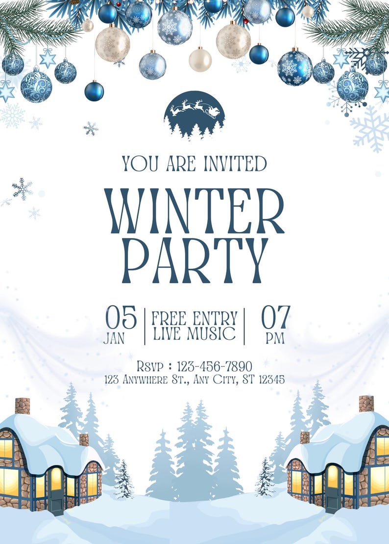 Winter Wonderland Party Invitation Festive Holiday Celebration ...