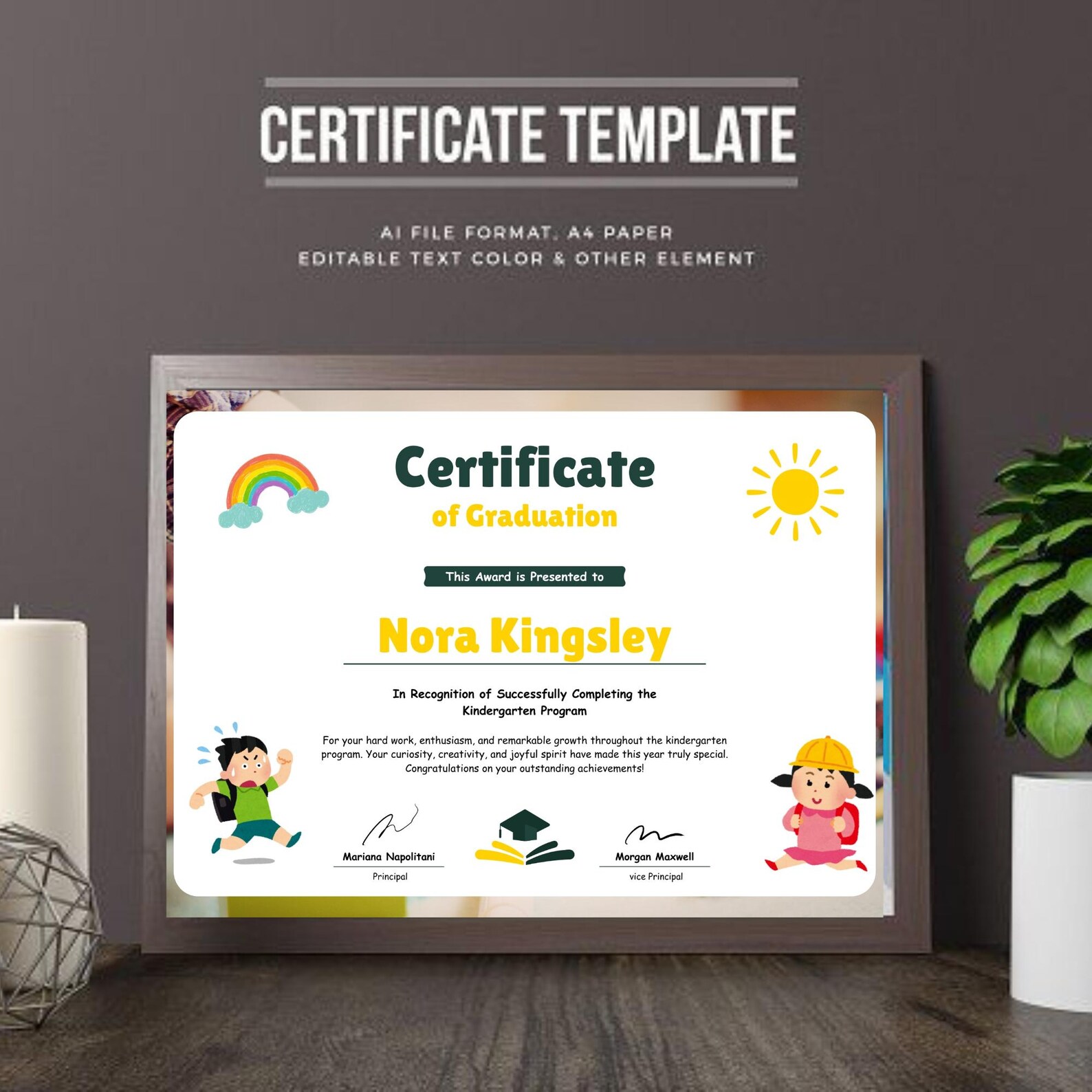 Personalized Kindergarten Graduation Certificate, Kids Printable Award ...