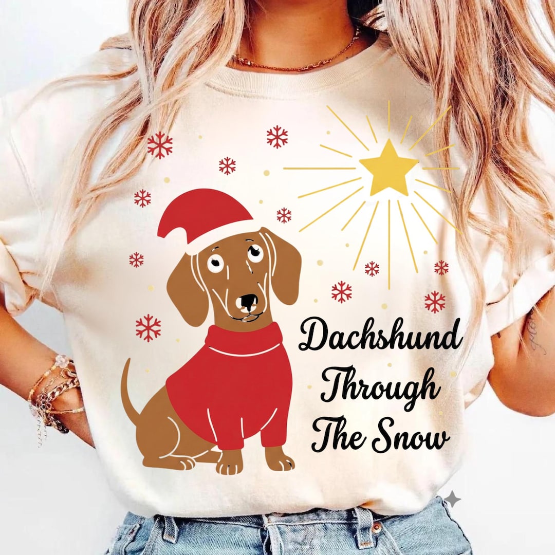Teckel de Noël drôle, saison des neiges, chien confortable, art - Etsy ...