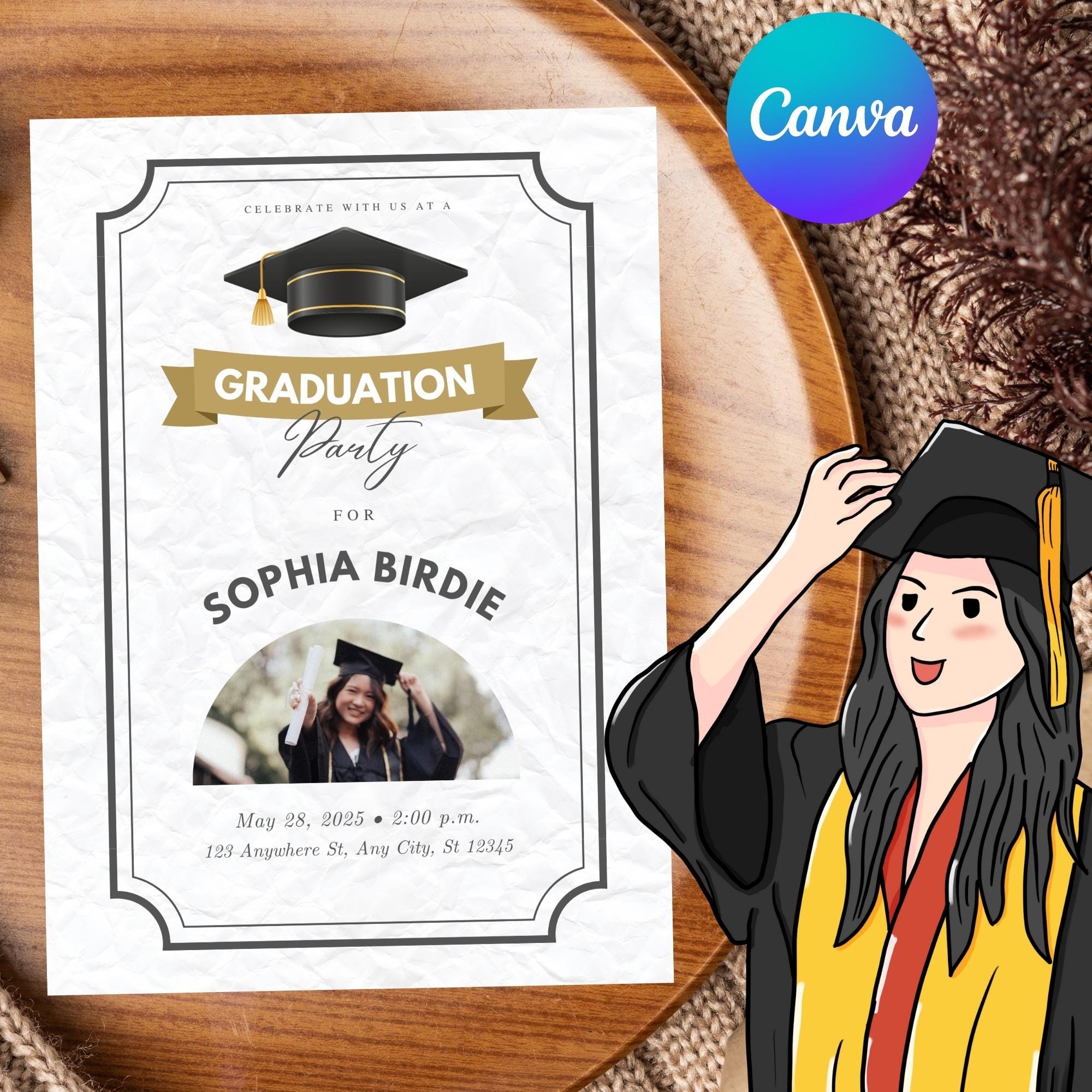 Elegant Graduation Party Invitation-customizable Template Limited ...
