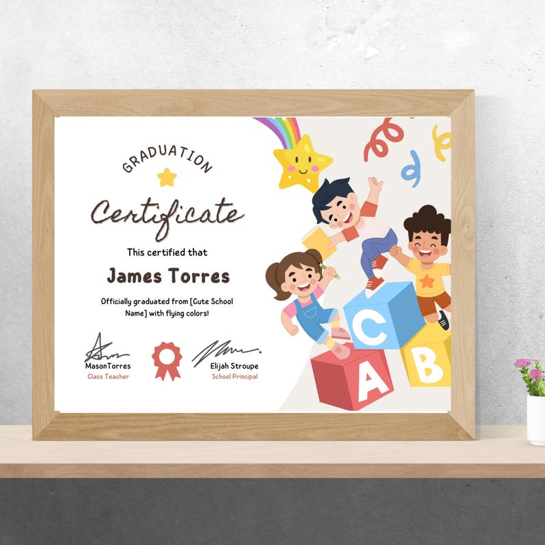 Cute Kindergarten Graduation Certificate Printable Diploma Preschool ...