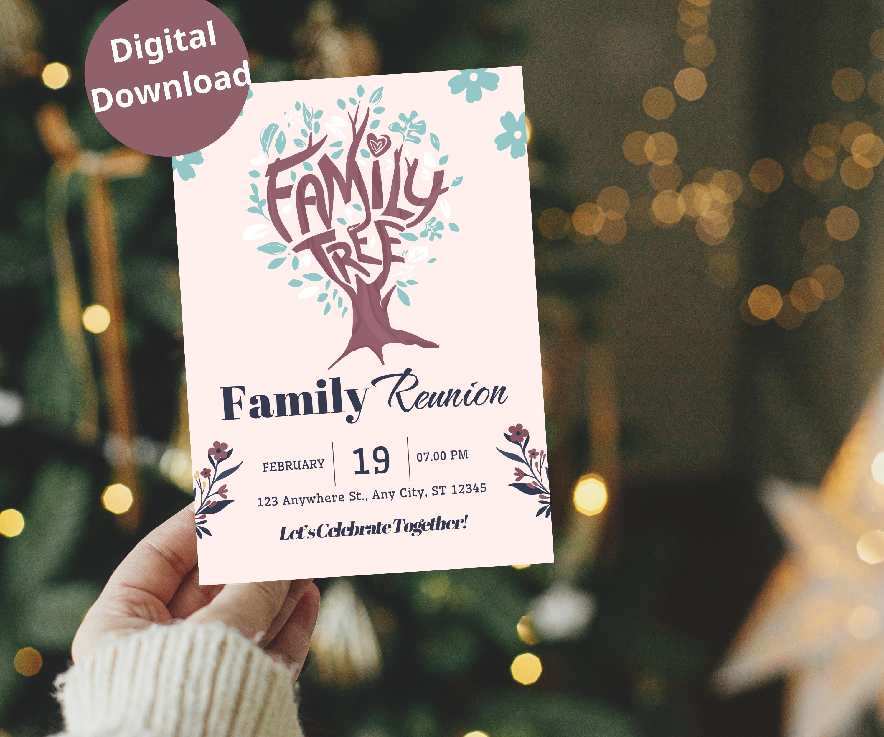 Family Reunion Invitation: Tree Design, Editable Canva Template - Etsy
