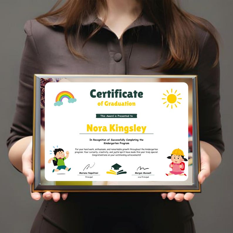 Personalized Kindergarten Graduation Certificate, Kids Printable Award ...
