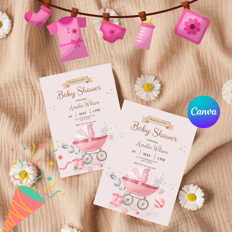 Elegant Baby Shower Invitation - Pink and Romantic Babyshowerinvitation ...