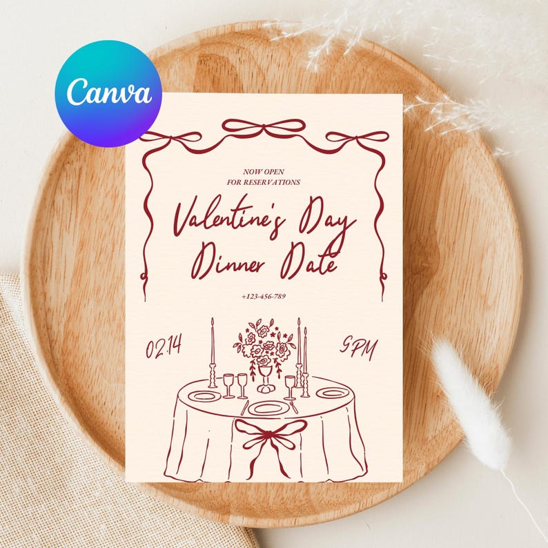 Elegant Valentine's Day Dinner Invitation–reserve Your Romantic Evening ...