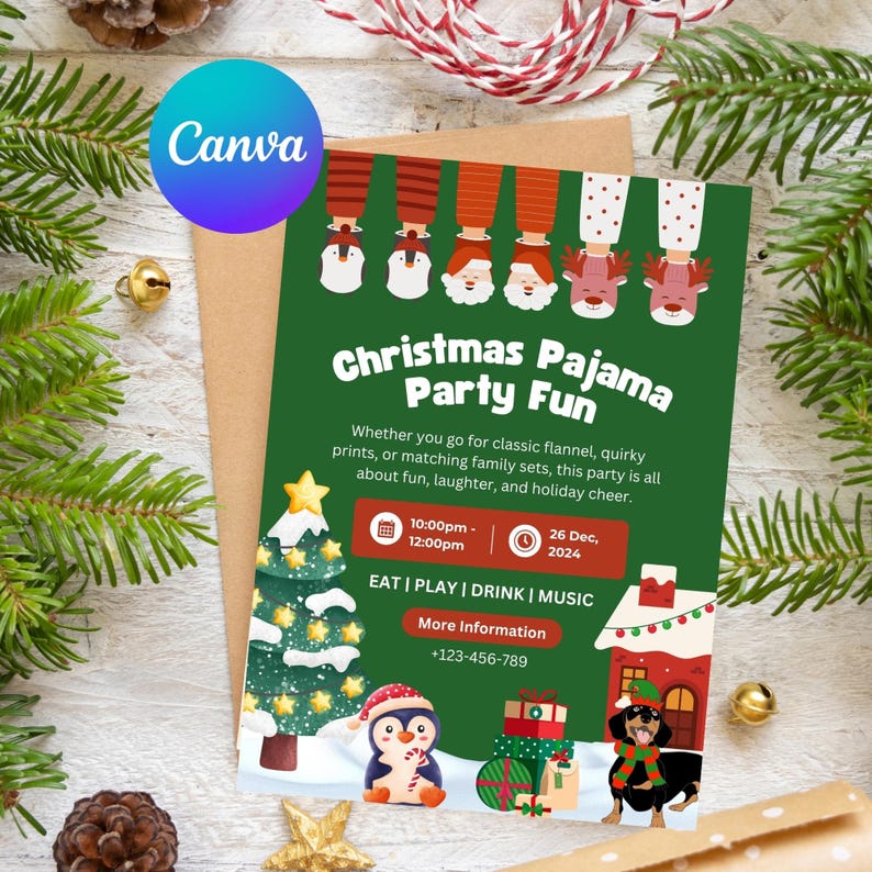 Editable Christmas Invitation Template | Holiday Family Event Flyer ...