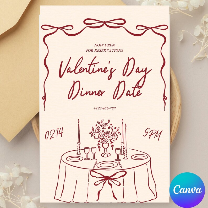 Elegant Valentine's Day Dinner Invitation–reserve Your Romantic Evening ...