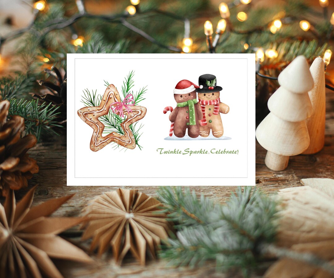 Carte de voeux festive pour les Fêtes en pain d'épice : scintillez ...