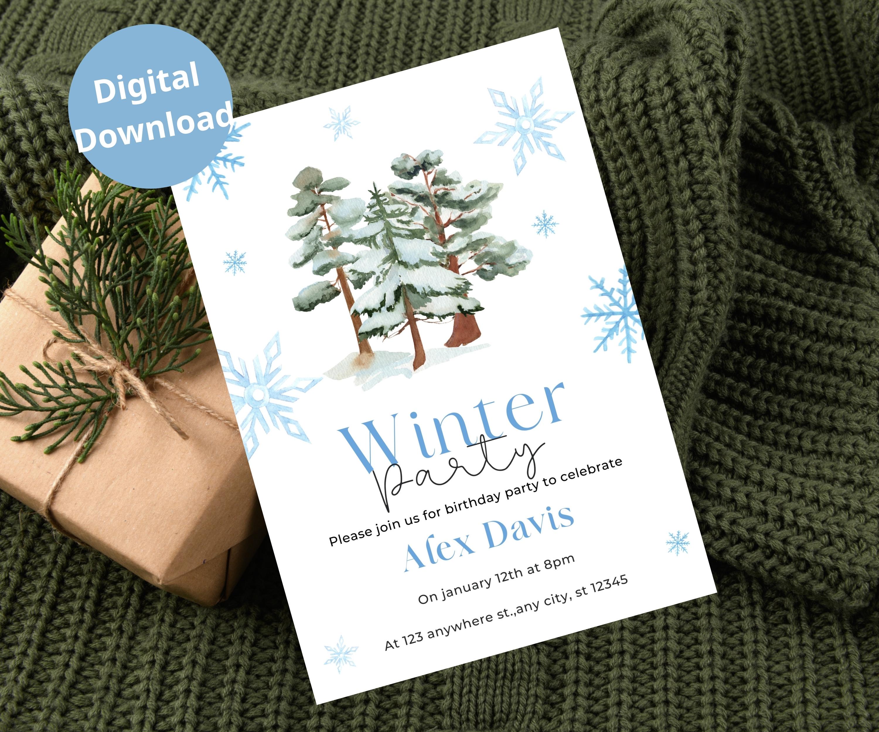 Winter Wonderland Birthday Party Invitation - Elegant Snowy Forest ...