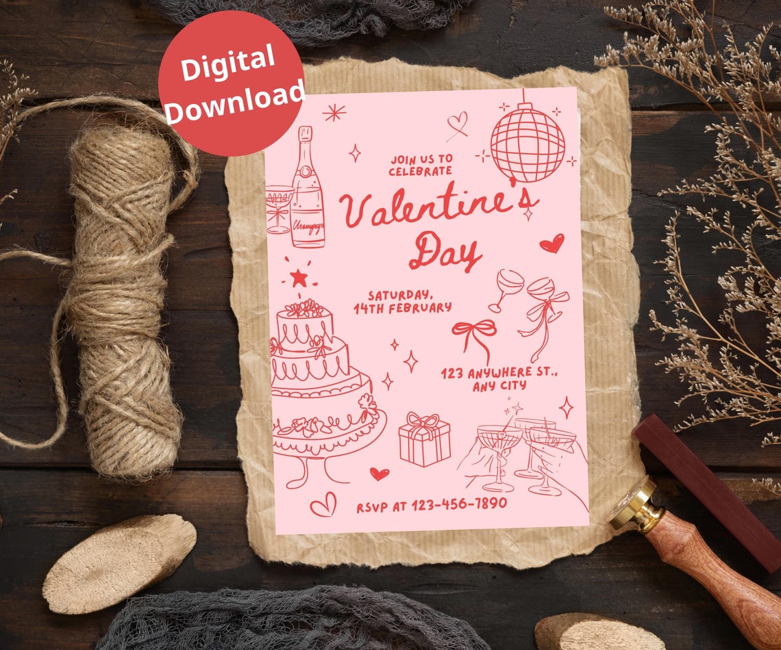 Valentine's Day Party Invitation - Printable & Editable Valentine's Day ...