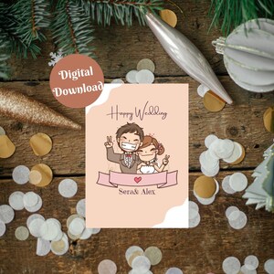 Personalized Cartoon Wedding Gift Card, Bride & Groom Keepsake (digital ...