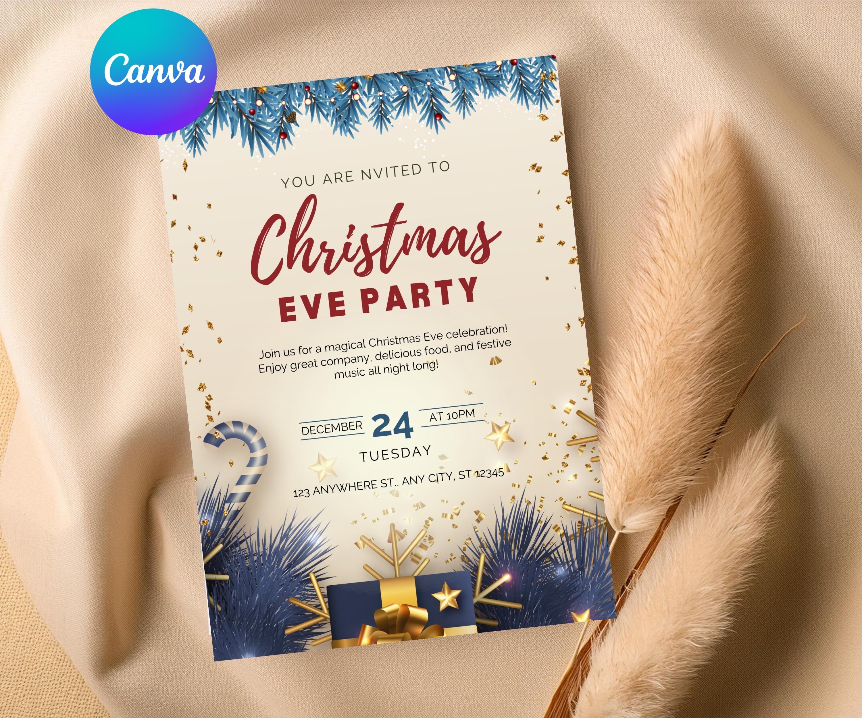 Modern Christmas Eve Party Invitation Holiday Design Christmas Party ...