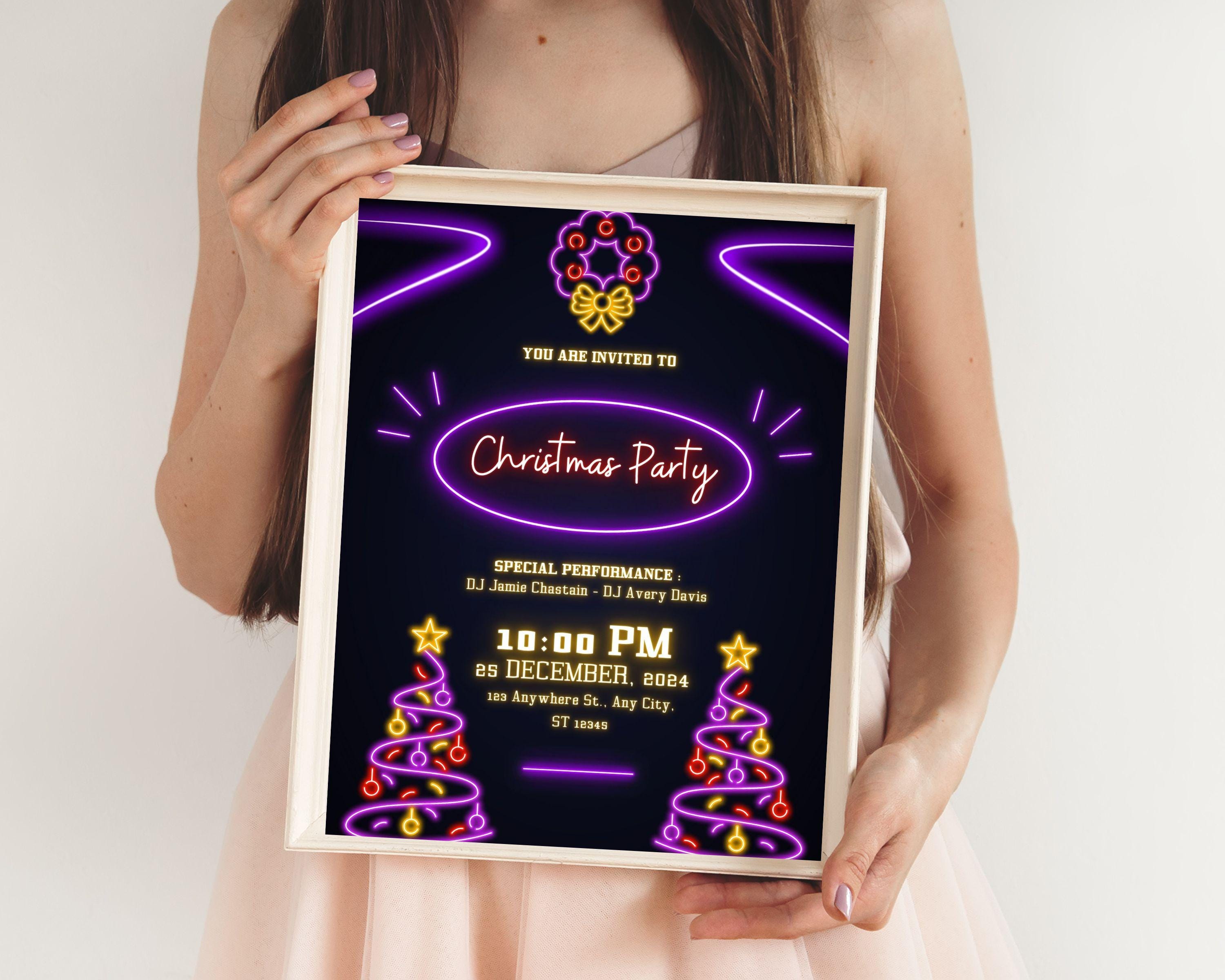 Neon Christmas Party Invitation Christmaspartyinvitation ...
