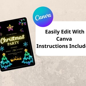 Neon Glow Christmas Party Invitation | Festive Holiday Event Flyer ...