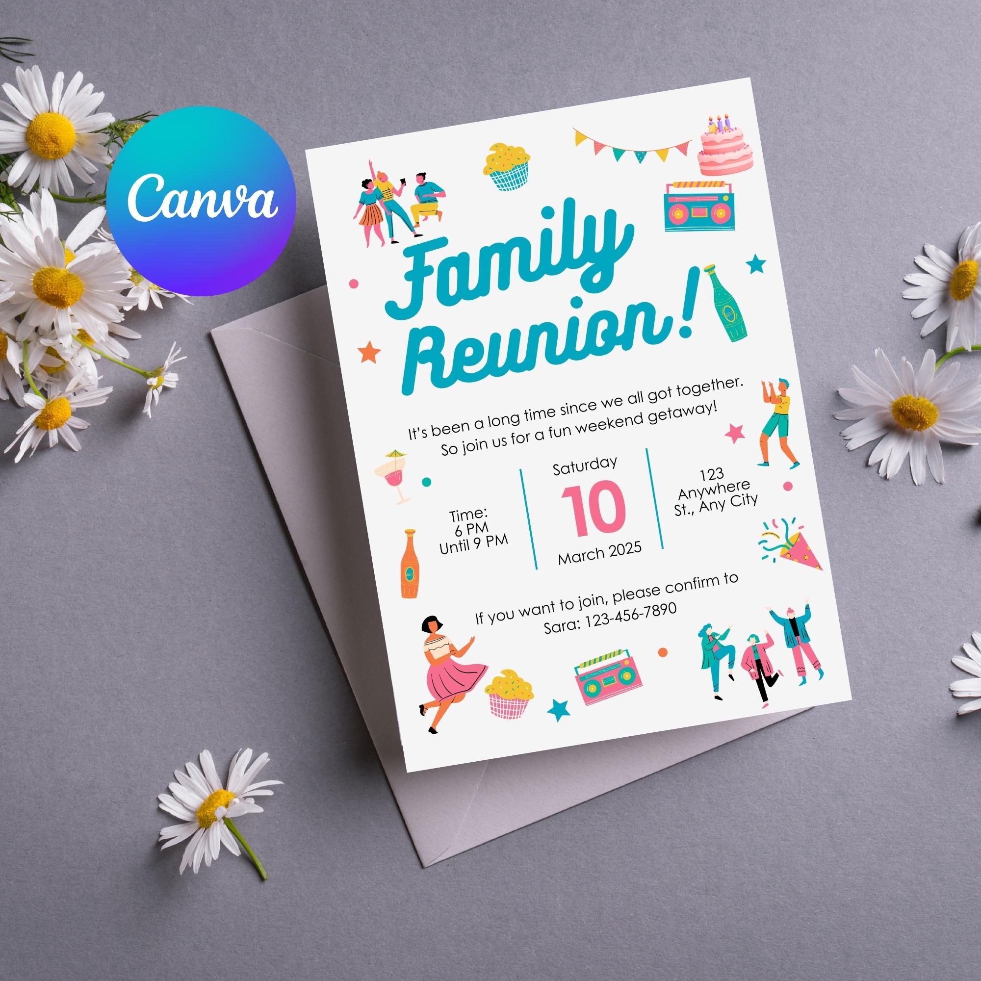 Colorful Family Reunion Invitation|fun Digital Invite Familyreunion ...