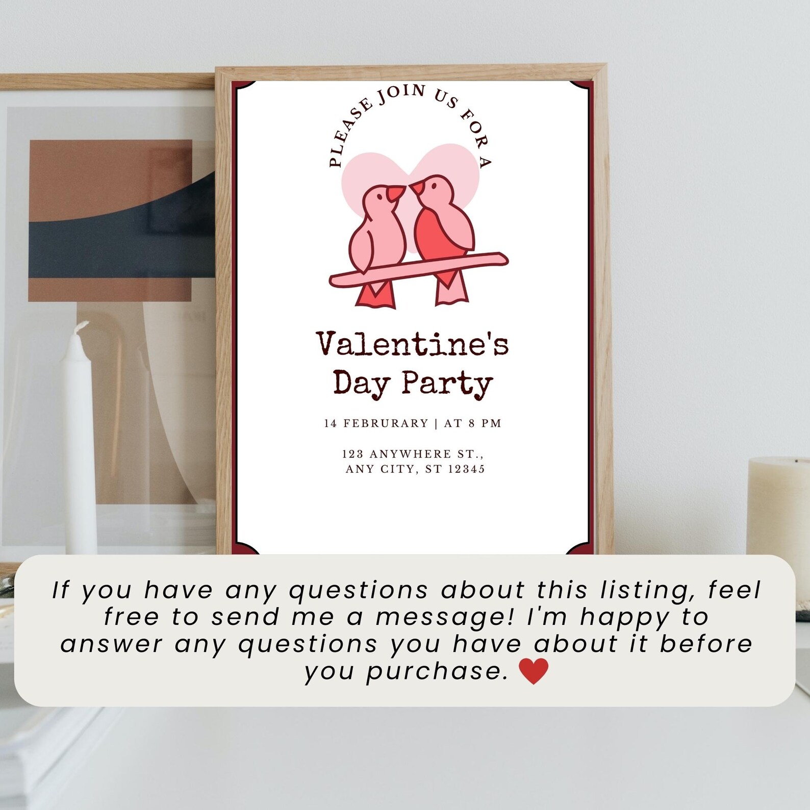 Valentine’s Day Party Invitation |romantic Event Invitation ...