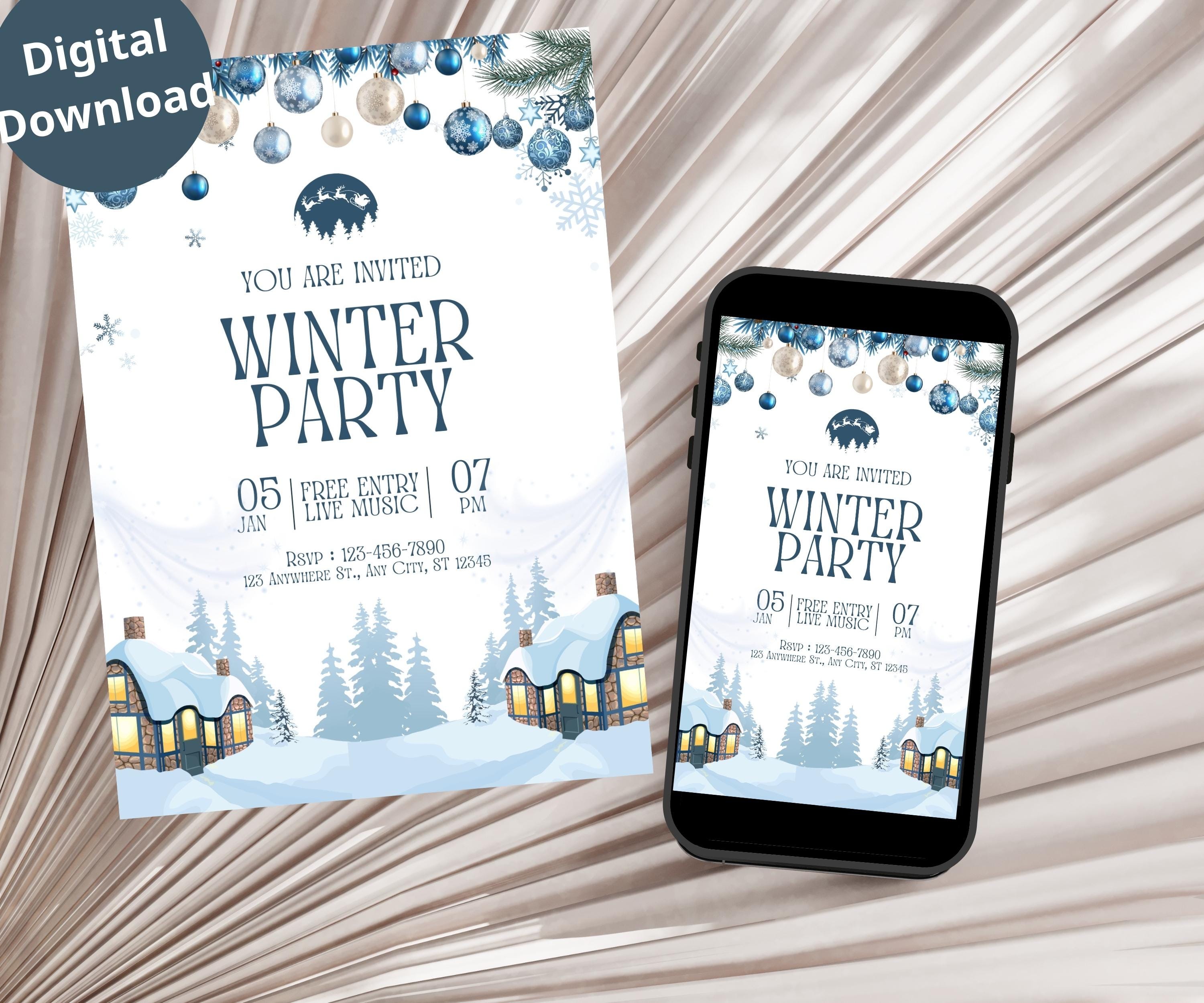 Winter Wonderland Party Invitation Festive Holiday Celebration ...