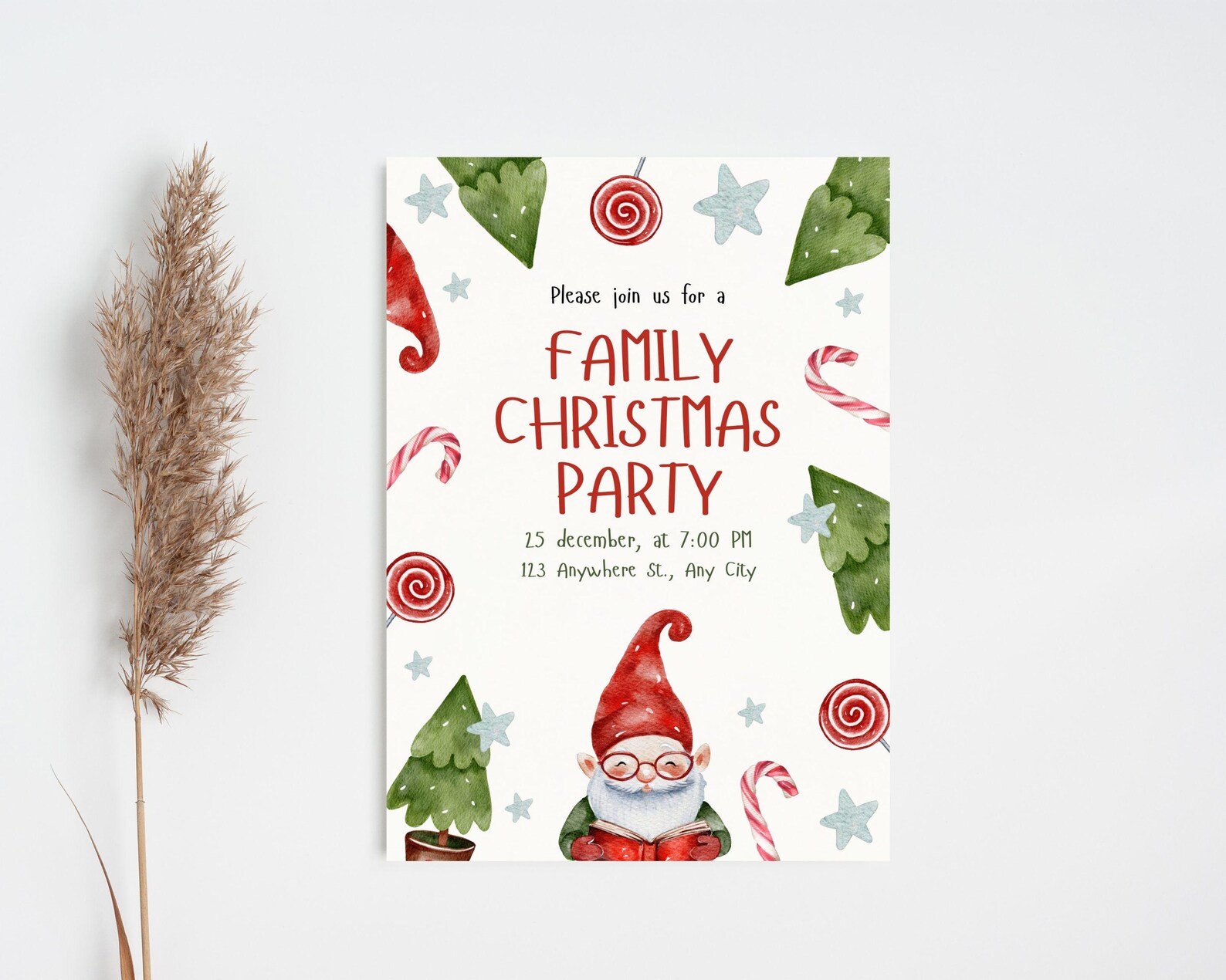 Illustrated Family Christmas Party Invitation Christmas ,family ...