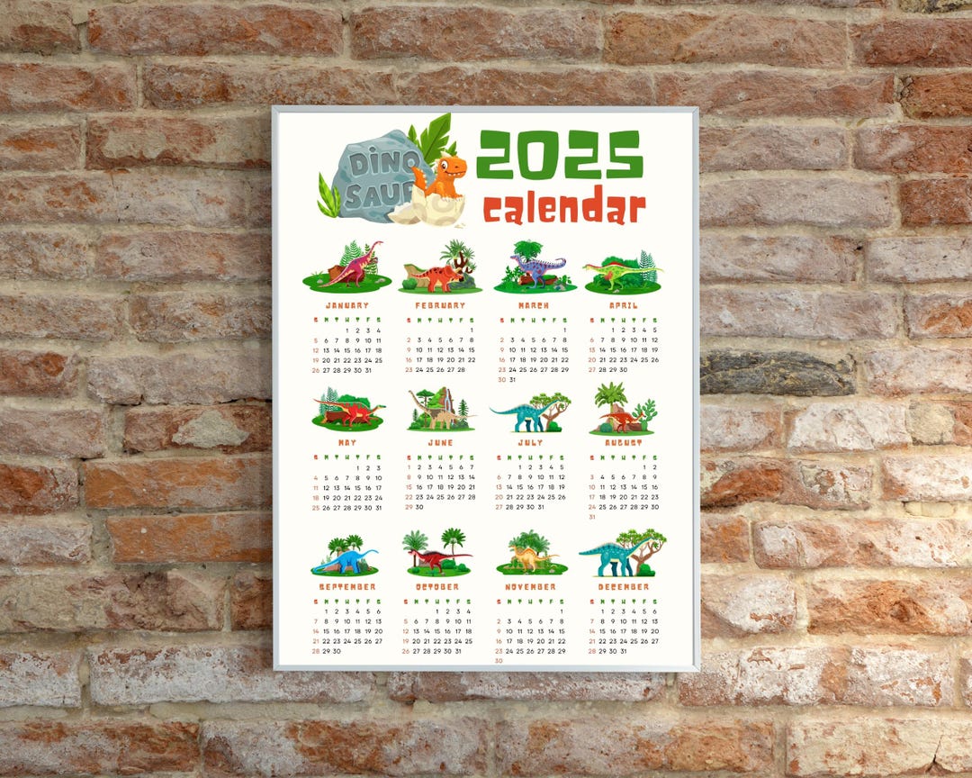 Dinosaur 2025 Calendar: Fun Kids Printable Planner (PDF) - Etsy