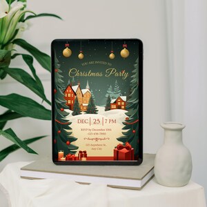 Festive Christmas Party Invitation | Elegant Holiday Celebration Poster ...