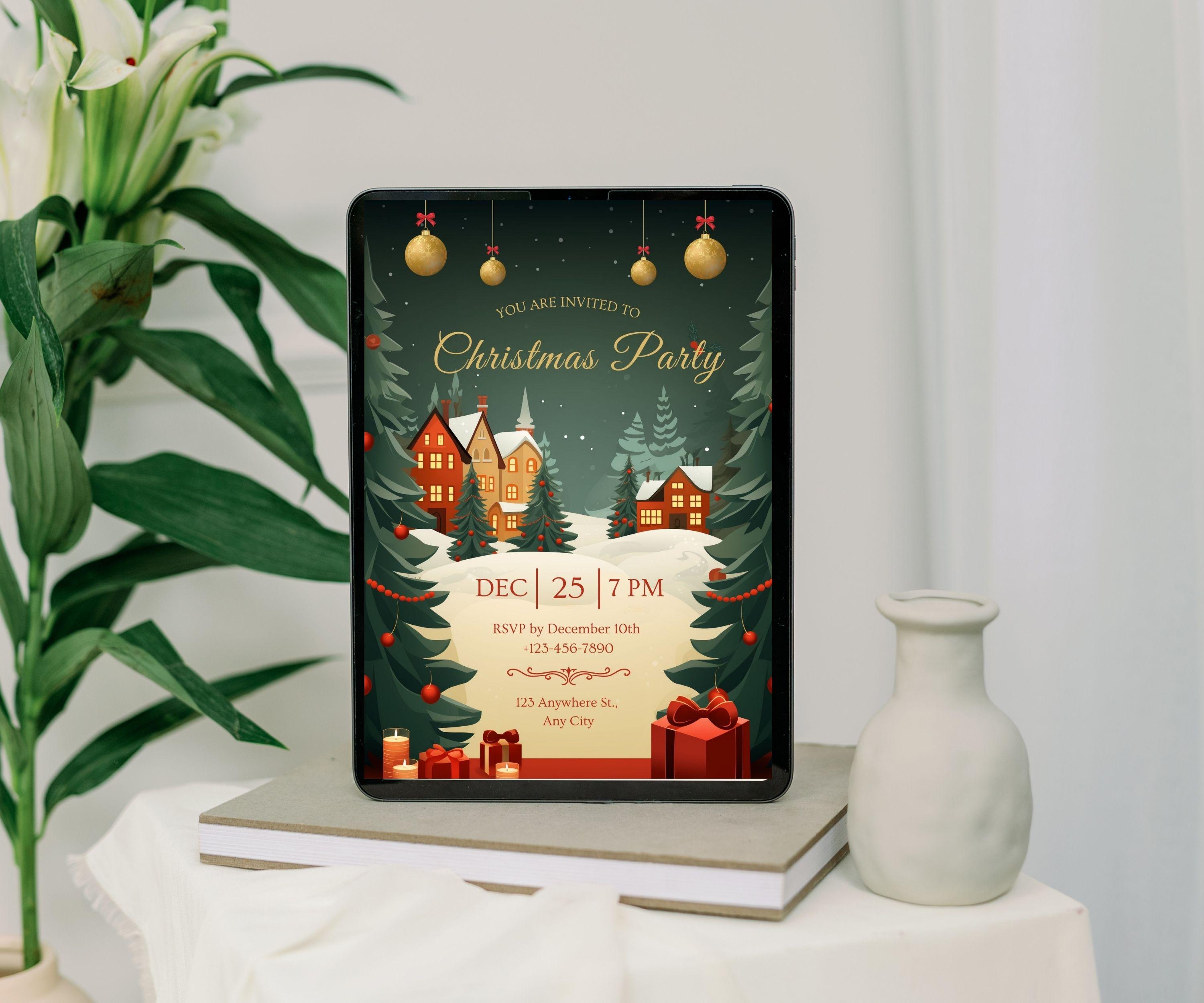 Festive Christmas Party Invitation | Elegant Holiday Celebration Poster ...