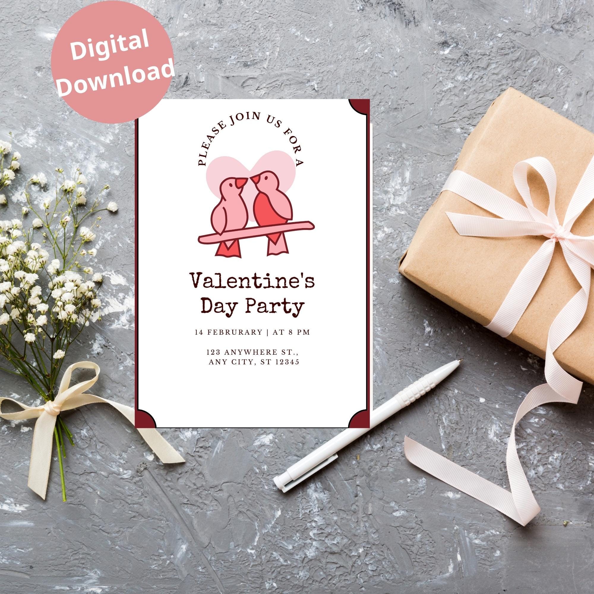 Valentine’s Day Party Invitation |romantic Event Invitation ...