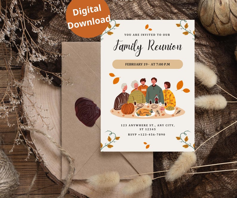 Cozy Family Reunion Invitation – Fall Gathering Dinner Party Design ...