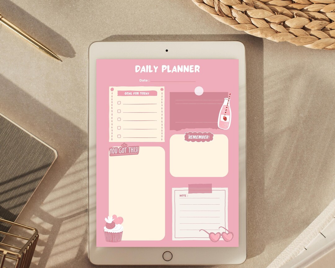 Pink Aesthetic Daily Planner Template | Cute & Functional Design Daily ...