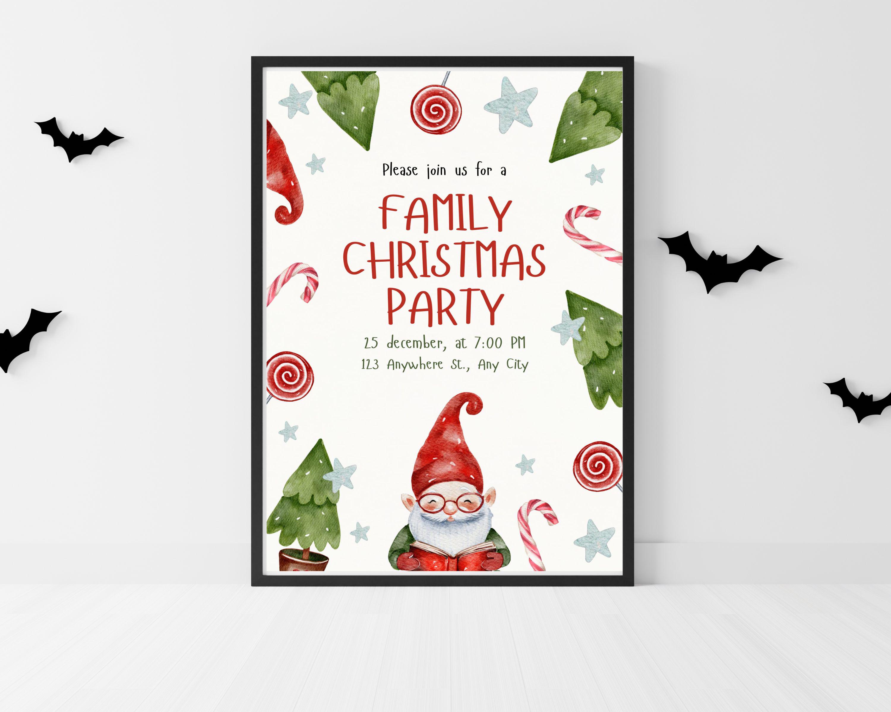 Illustrated Family Christmas Party Invitation Christmas ,family ...