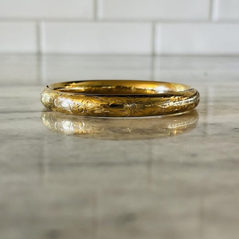 10k Bangle With Engraving - Etsy