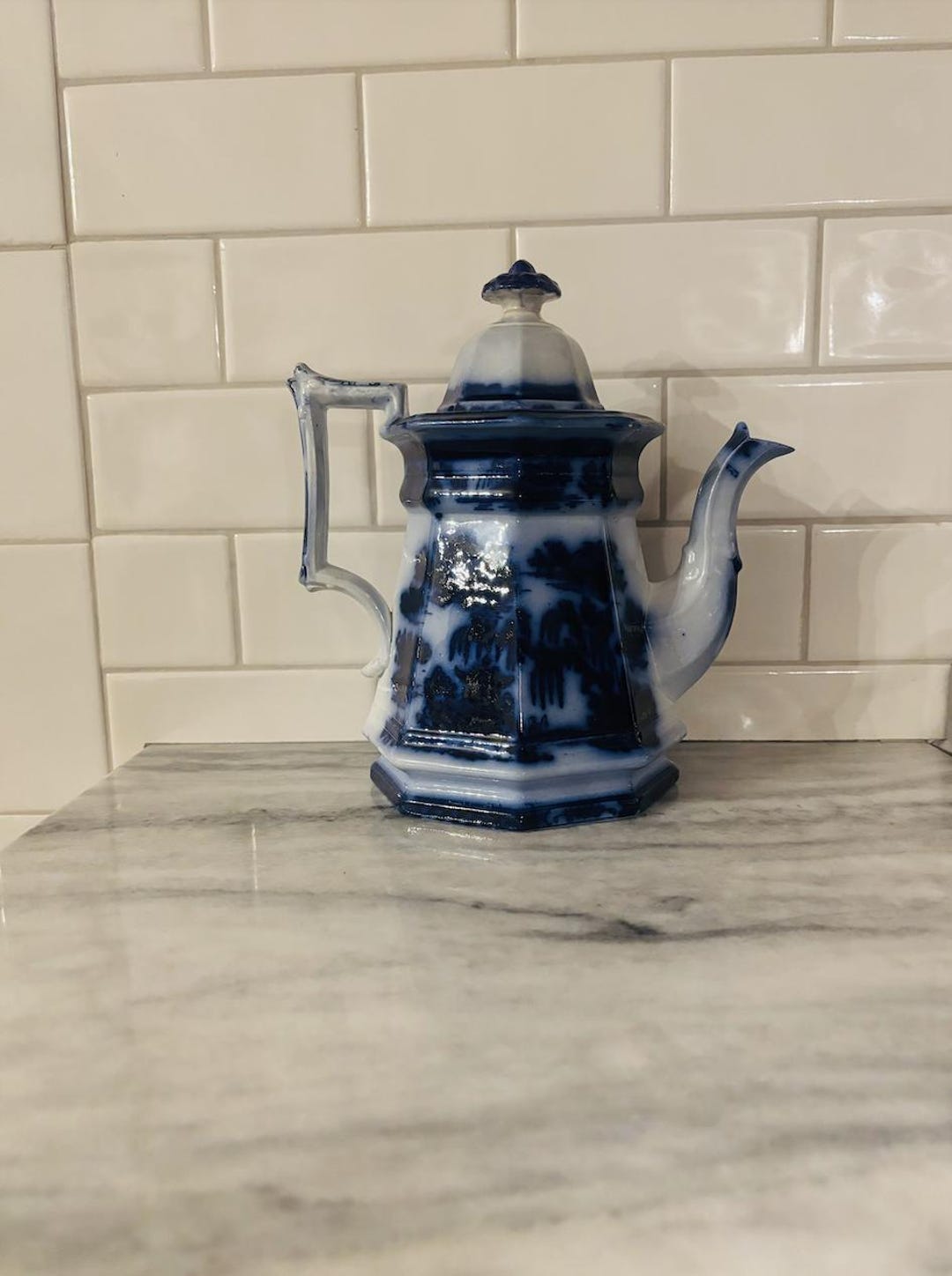 The Porcelain Temple Flow Blue Tea Pot #4 - Etsy