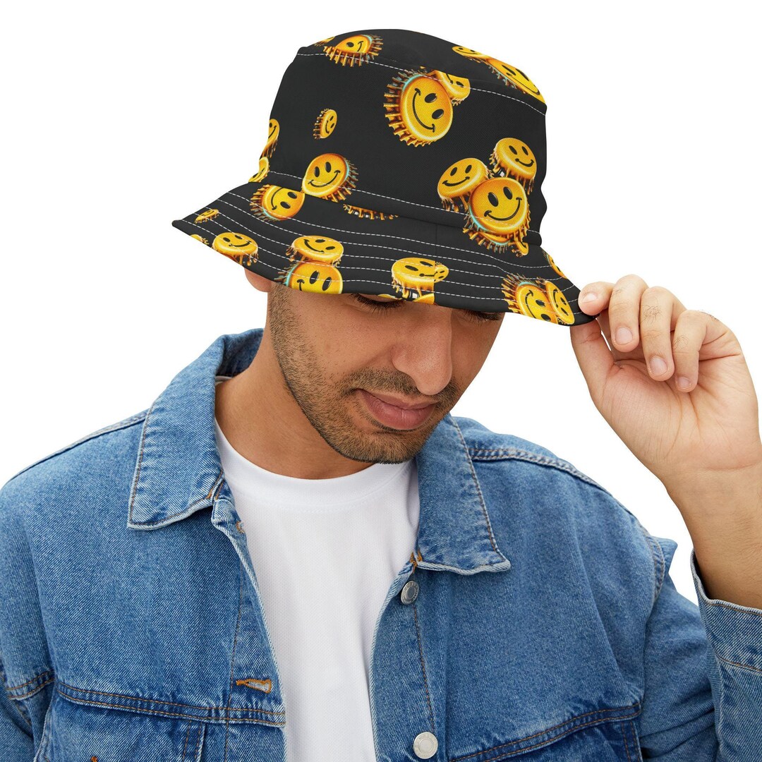 Smiley Face Bucket Hat Cute Sun Protection - Etsy