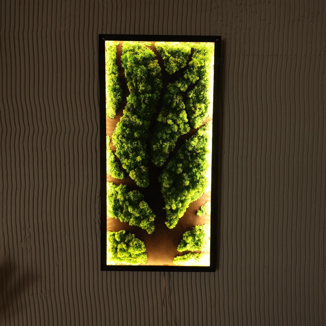 Preserved Moss Tree Wall Art, Natural Dried Moss Wall Decor, Wall Moss ...