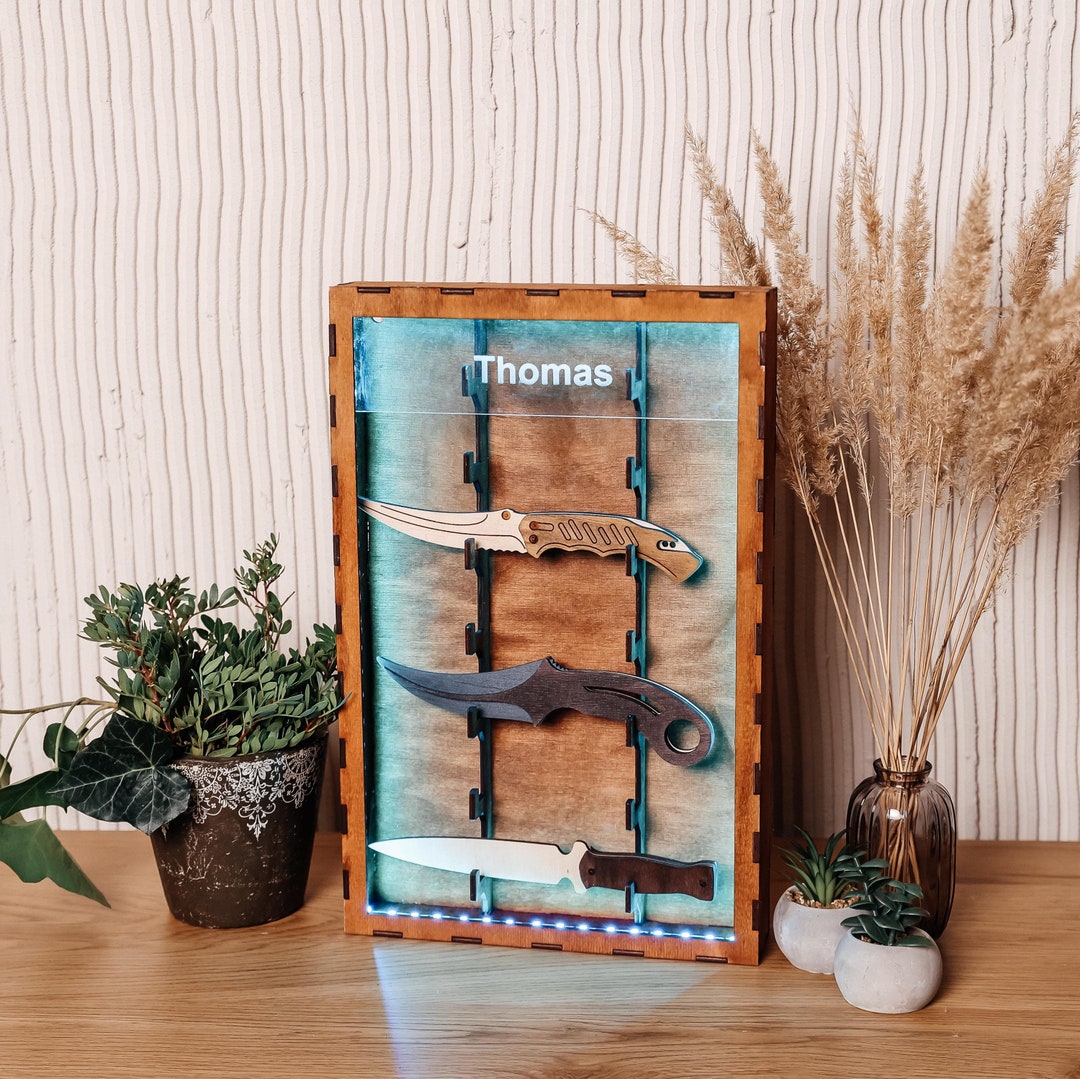 Knife Display Case, Wood Knife Storage Shelf, Custom Knife Wall Cabinet ...