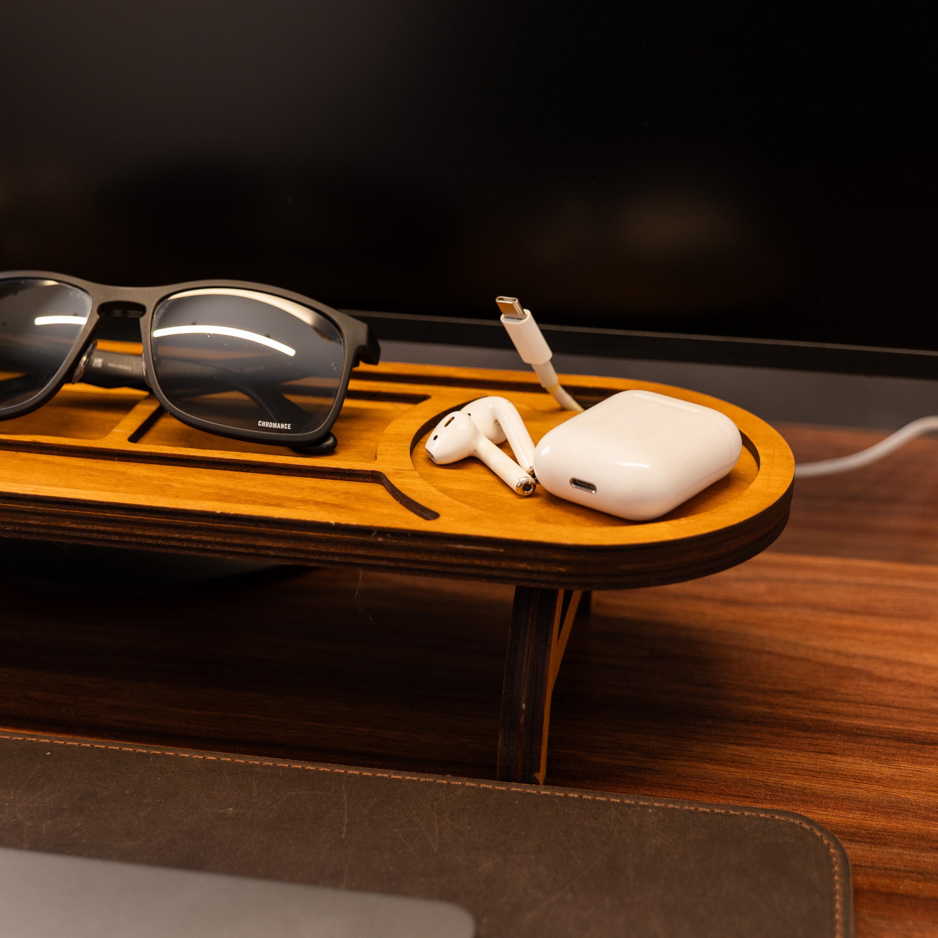 Wood Docking Station & Desk Organizer: Custom Desk Stand, Wood Phone ...