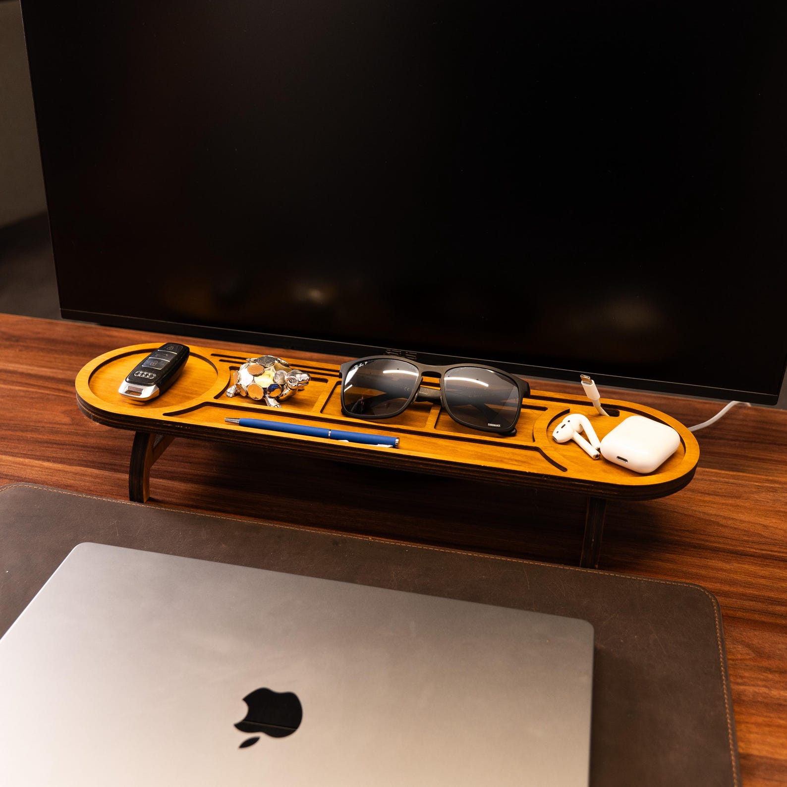 Wood Docking Station & Desk Organizer: Custom Desk Stand, Wood Phone ...