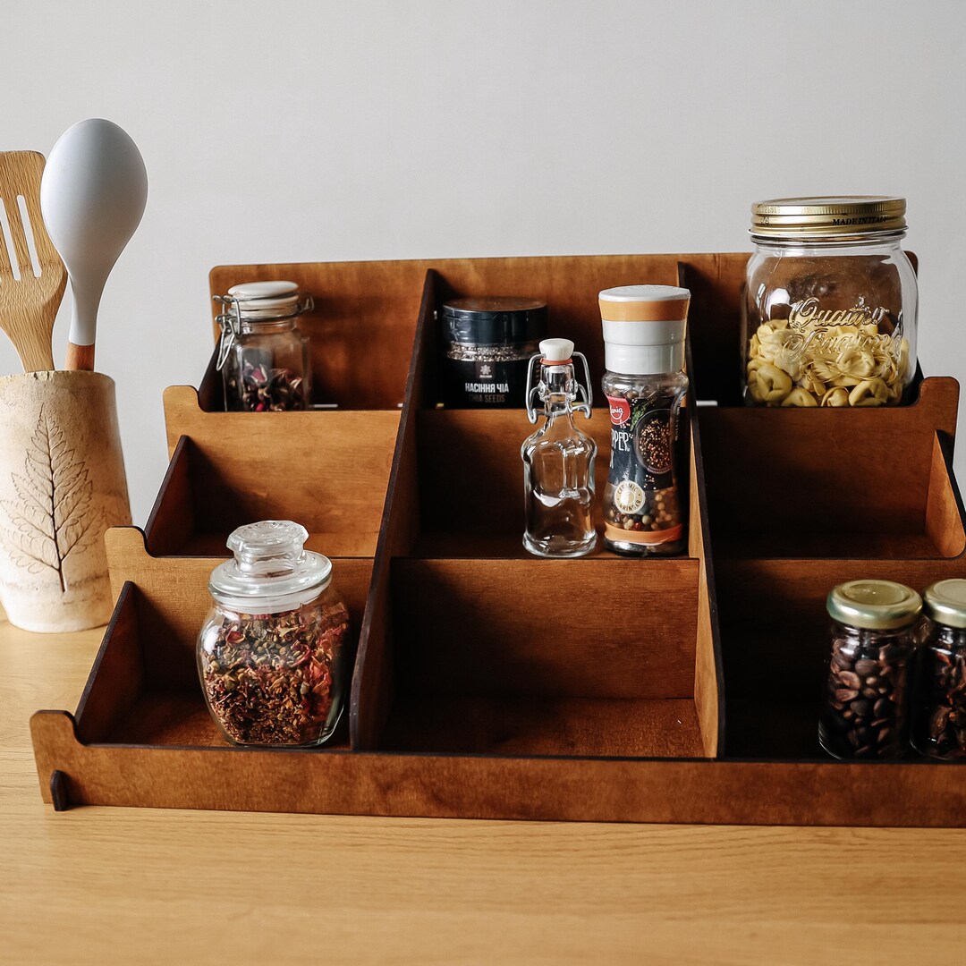Wood Spice Rack, Spice Box Organizer, Wood Spice Display, Spice Storage ...