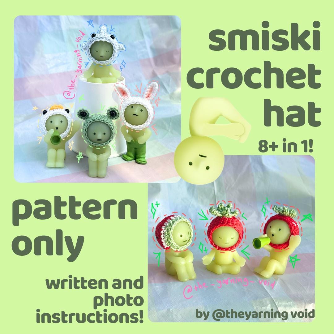 Smiski Crochet Hat (PATTERN ONLY) | 8+ Hat Variations | Written and ...