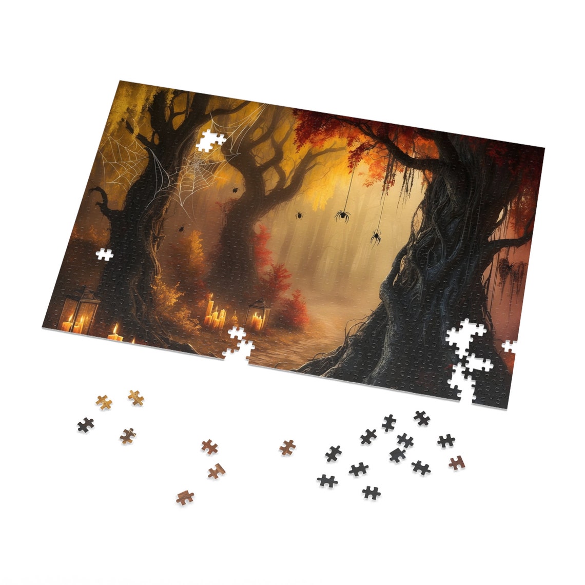 Spooky Halloween Puzzle Scary Forest Haunted Woods Fall Foliage Jigsaw ...