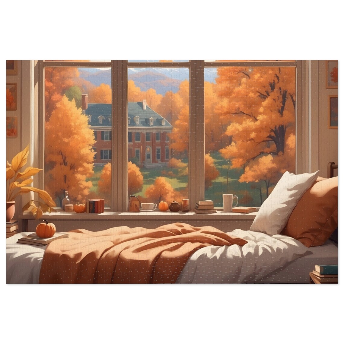 College Dorm Room Puzzle Cozy Campus Art Fall Semester Cozy Back to ...