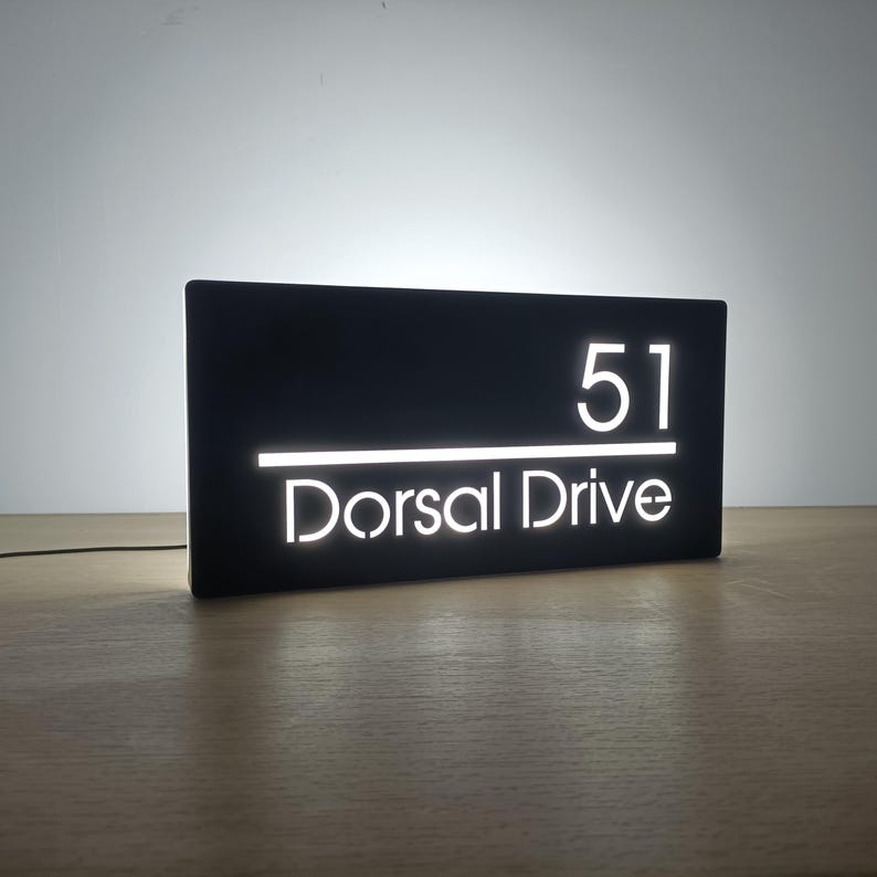 Modern LED House Number Sign | Custom Metal Address Plaque - Etsy