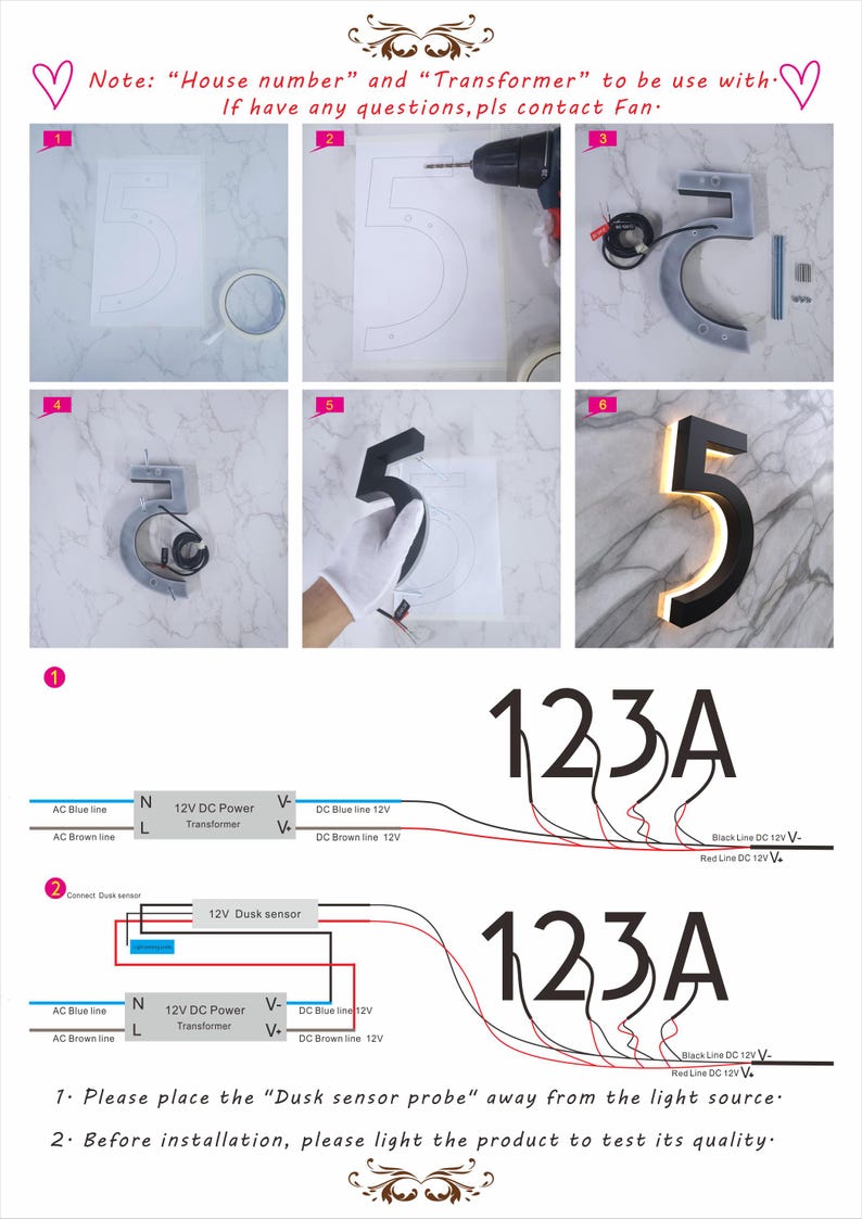 3D Backlit Number Sign,custom House Number Sing,modern Hotle Floating ...