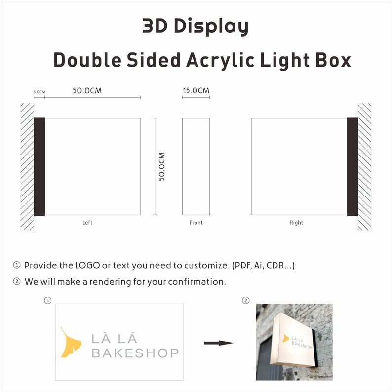 Rectangular Acrylic Light Box, Personalized Design Double Sided Light ...