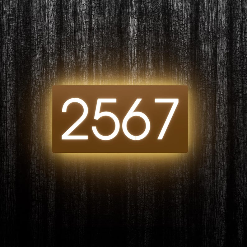 Vintage Metal & Acrylic House Number | Custom House Number Sign | LED ...