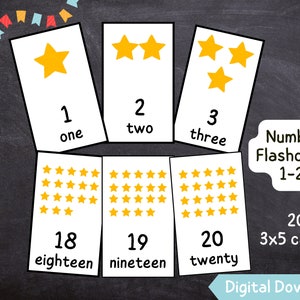 1-20 Number Flashcards, 1-20 Flashcards, Preschool, Kindergarten ...